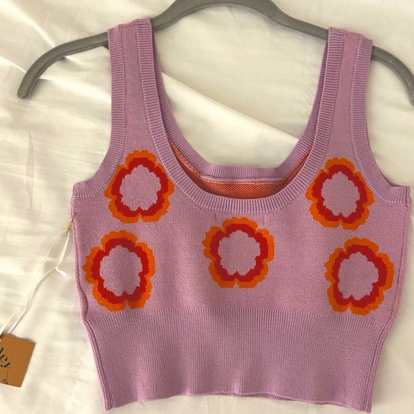 Bailey Rose | Tops | Nwt Lavender Knit Flower Crop Top | Poshmark